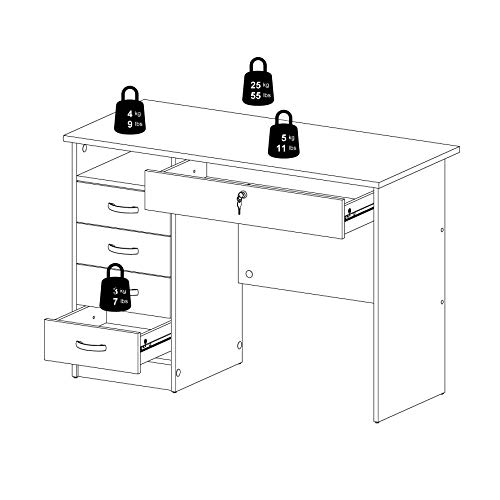 Tvilum, Oak Structure Walden Desk with 5 Drawers
