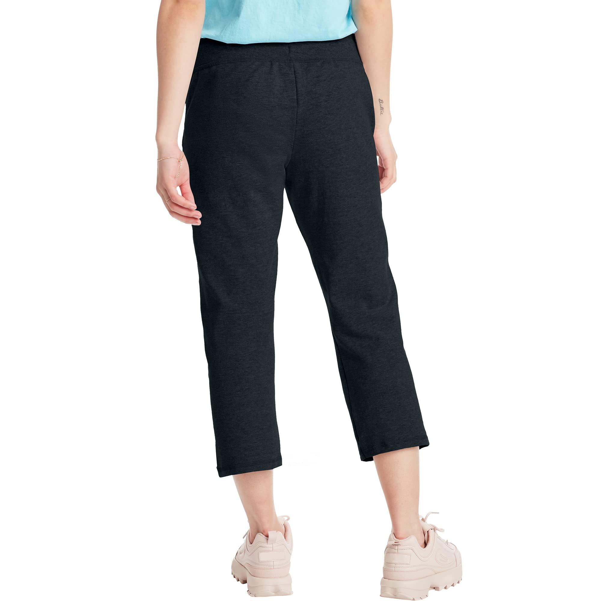 Hanes Women's French Terry Capris, Capri Pants, Black, Large