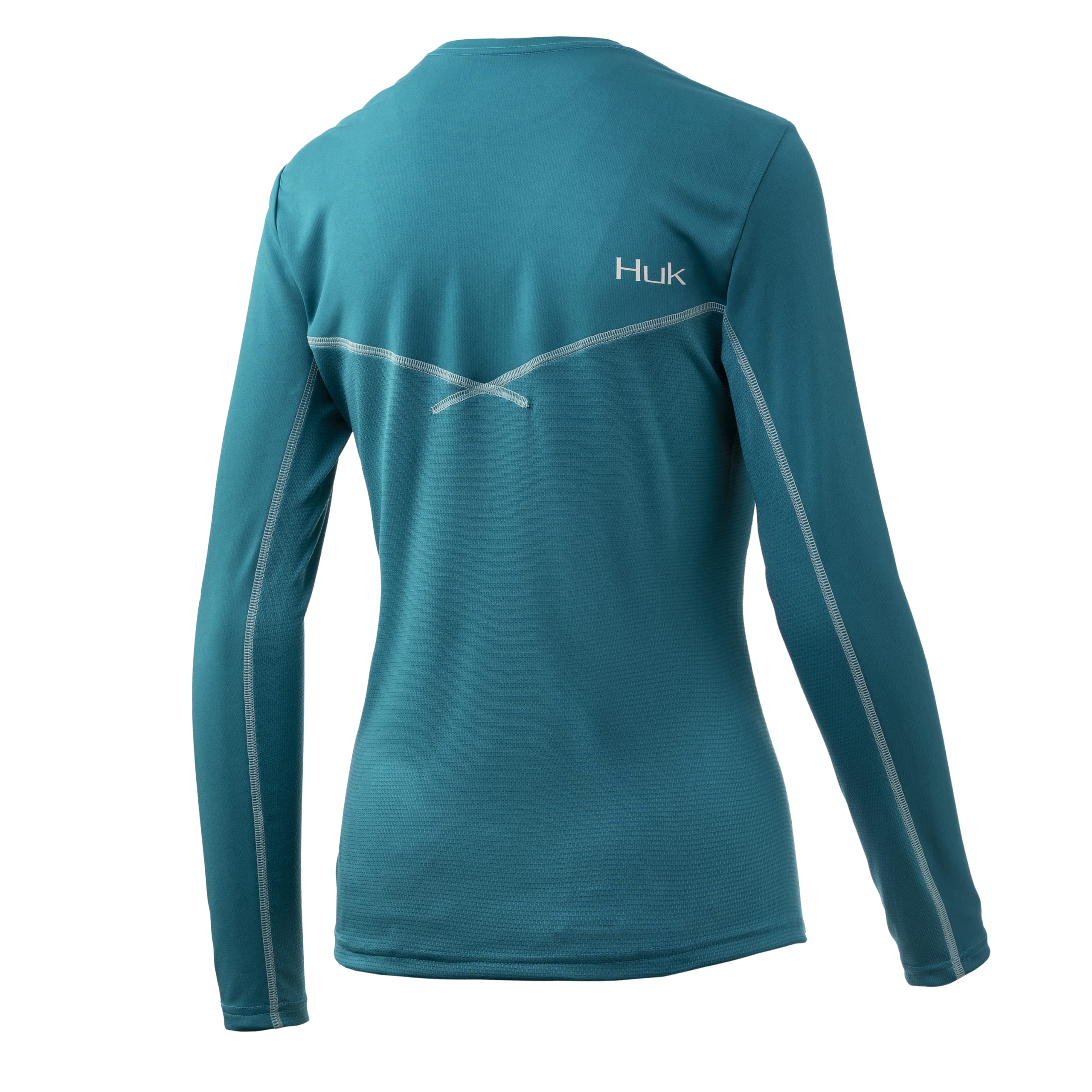 Huk Women's Boys' Slim Size Icon X Long Sleeve Fishing Shirt with Sun Protection, Medium Teal, Small