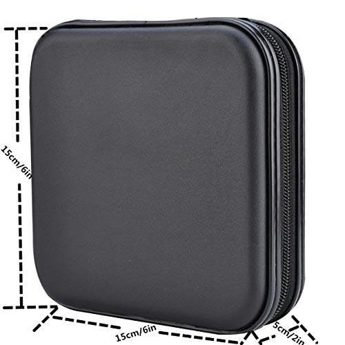 XiongYe CD DVD Wallet, 32 Capacity Heavy Duty, DVD CD Case Holder for Car, Portable DVD/VCD Storage Disk, Hard Shell Sturdy case , Car CD Disk Holder, Booklet, Blu-ray Wallet (32 Capacity,Black)