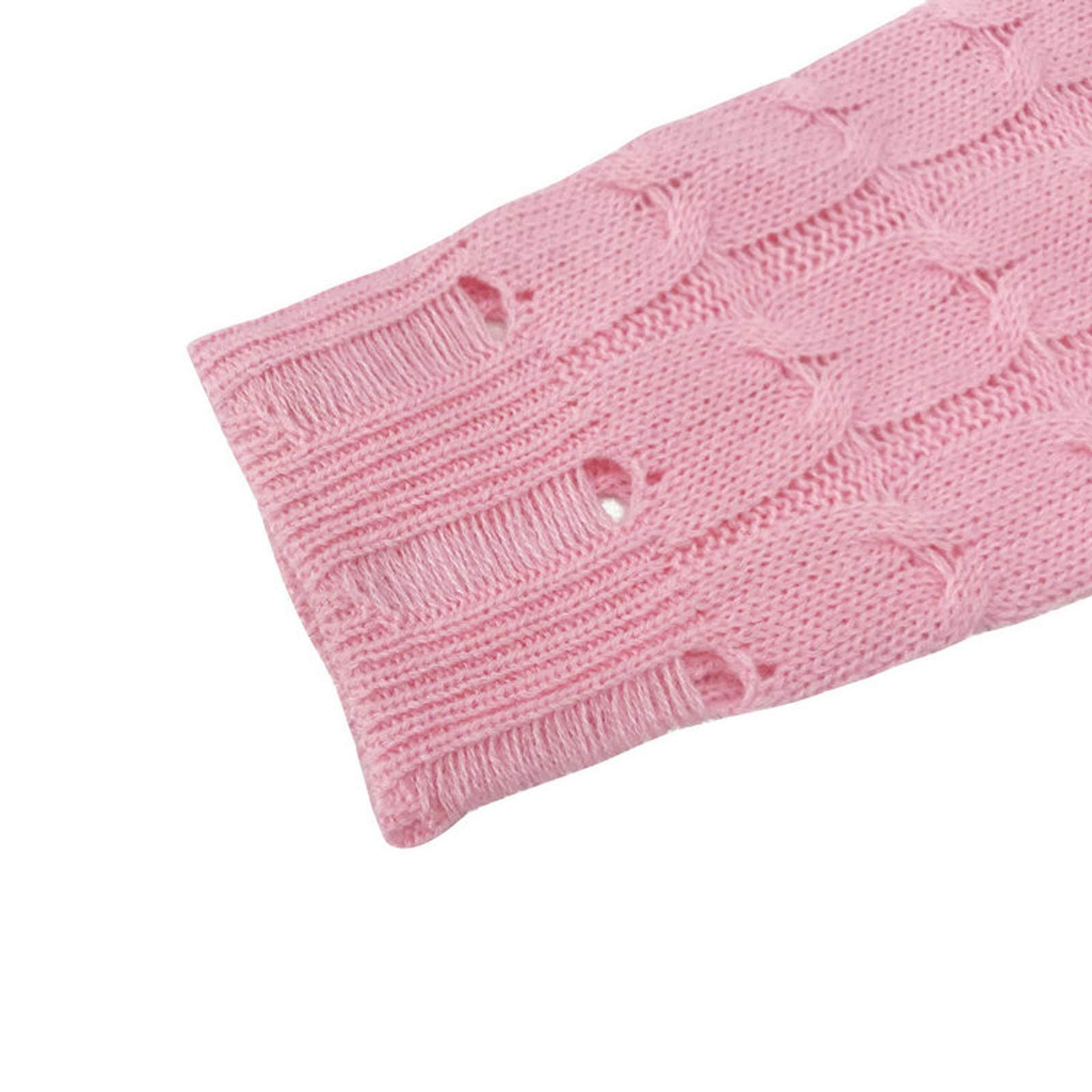 Keepfit Women Knitted Sweater Dress Round Neck Long Sleeve Solid Wrap Mini Dress Pink