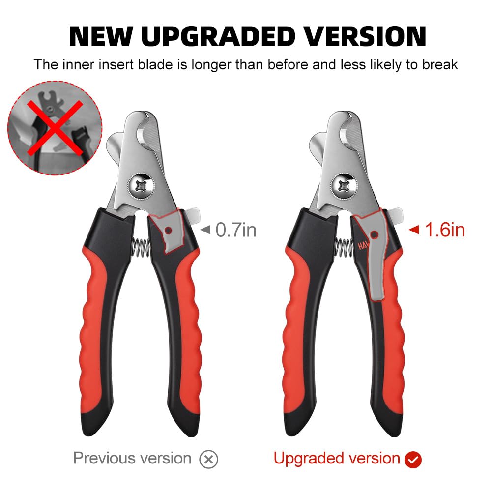 HAWATOUR Dog Nail Clippers, Professional Pet Nail Clipper & Trimmers with Safety Guard to Avoid Over Cutting, Grooming Razor with Nail File for Medium and Large Dog and Cat, Red