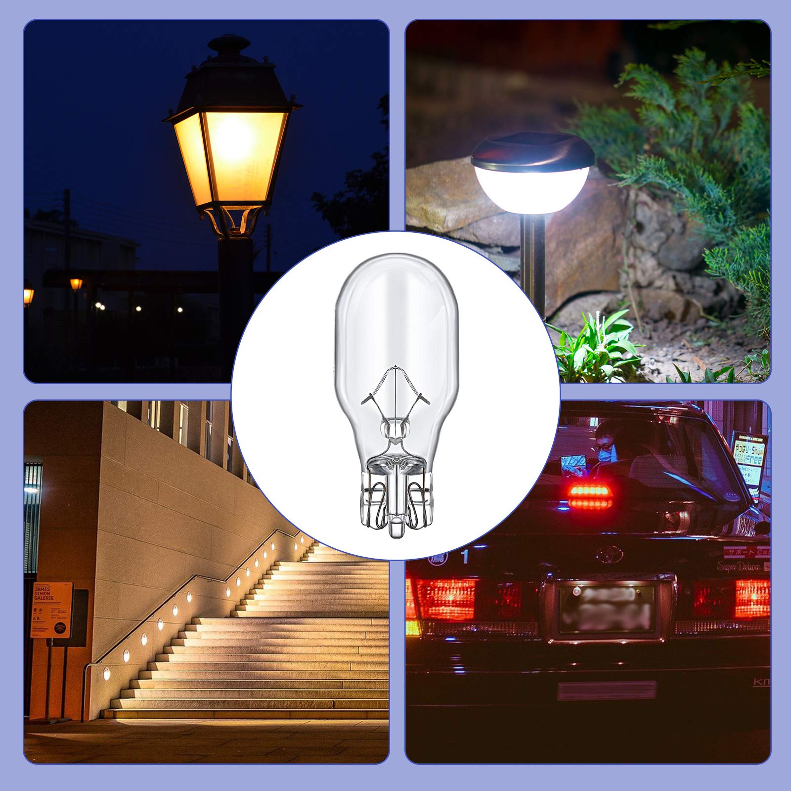 Honoson 10 Pieces T5-12V, Landscape Light Bulbs 12 Volt Low Voltage Light Bulbs T5 Wedge Base Replacement Bulb Low Voltage Landscape Bulbs (18W) (7 W)