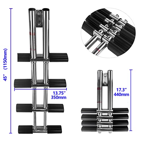 XinKunmarine 4 Step Boat Ladder,304 Stainless Steel Pontoon Boat Dive Ladder,Telescoping Ladder for Marine Boat,Fishing Boat,Yacht(4 Step)