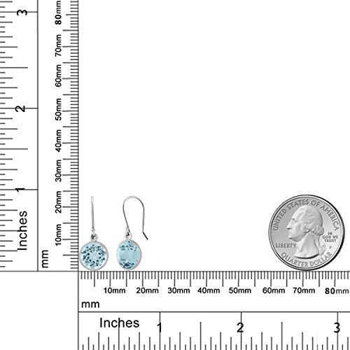 Gem Stone King 925 Sterling Silver Blue Topaz Dangle Earrings For Women (6.50 Cttw, Gemstone Birthstone, Round 9MM)