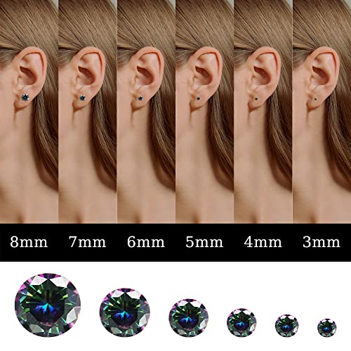 LOLIAS 12Pairs Clear Earrings Plastic Post Stud Earrings for Women Plastic Earrings for Sensitive Ears Clear Piercing Retainer for Sport Work Crystal Stud Earrings Pack Rainbow