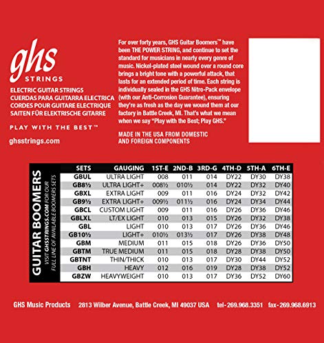 GHS Strings GBL 10 pack Nickel Plated Electric Guitar String, Light