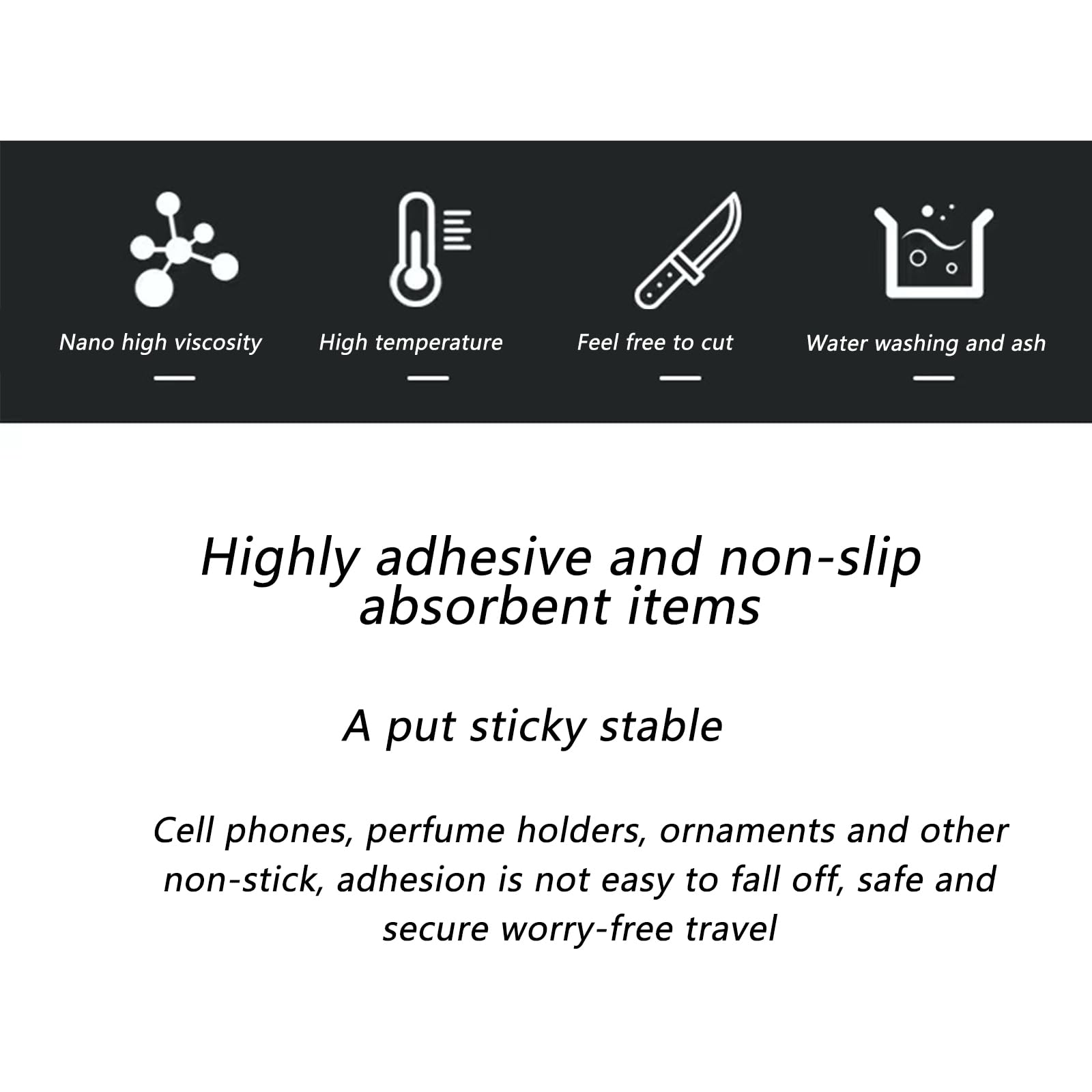 hill froeistung 2pack Sticky Upgraded Anti-Slip mat - Non-Slip Rubber, 10.6 X 5.9 Inches - Universal Car Dashboard Sticky Mat for Phone, Sunglasses, Keys - Black/Leather Pattern - 27 * 15cm