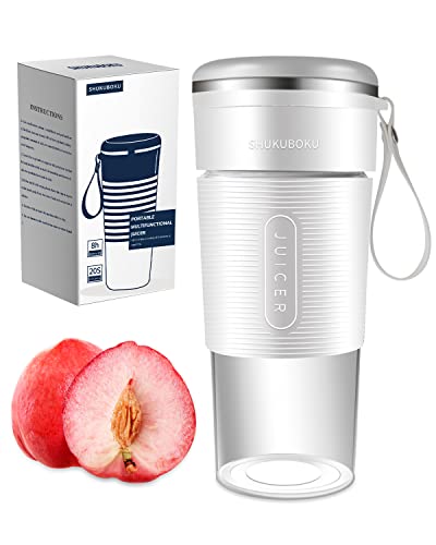 SHUKUBOKU Portable Blender,with USB Rechargeable,Mini Blender For Shakes and Smoothies,Travel Juicer Cup,Made with BPA-Free Material Portable Juicer,10oz Handheld Blender,Portable Juicer(White)