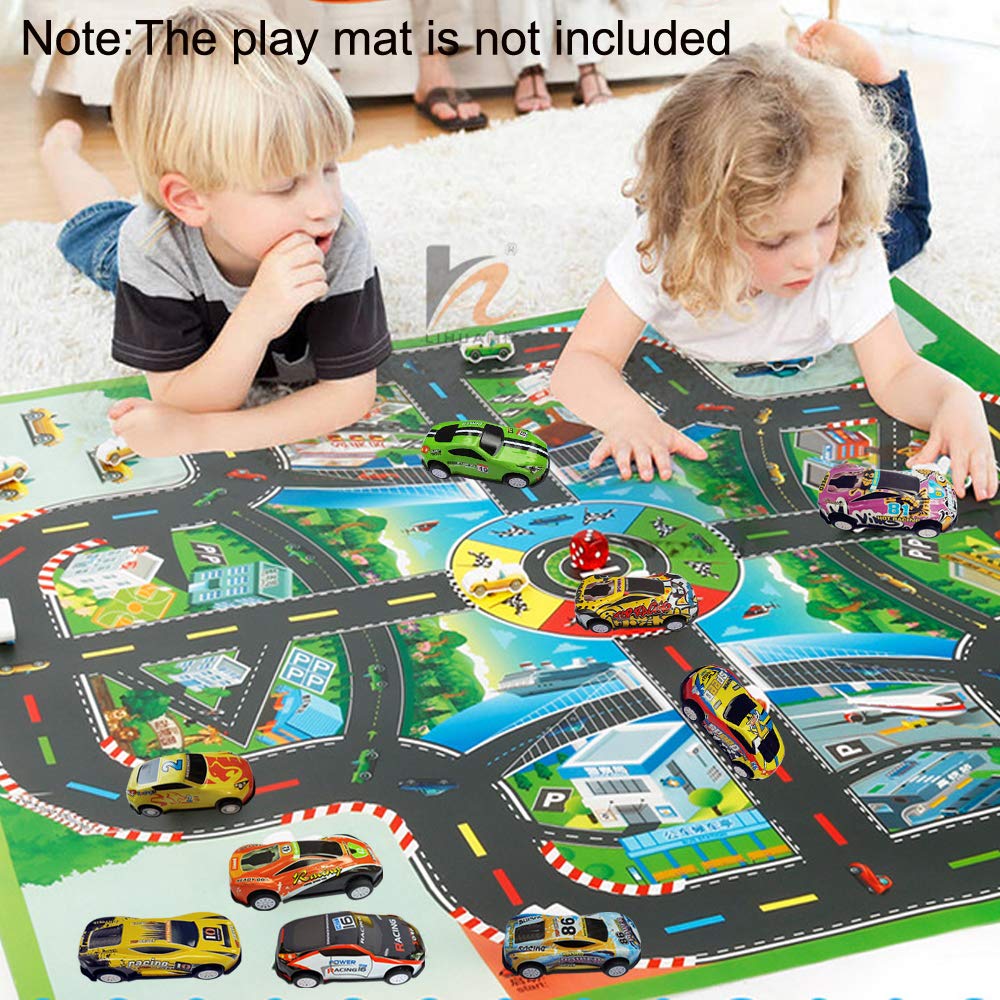 Himeeu 18Pcs Metal Pull Back Racing Car Toy Die Cast Race Car Vehicles Friction Powered Toddler Boy Car Toys 2.7 Inch