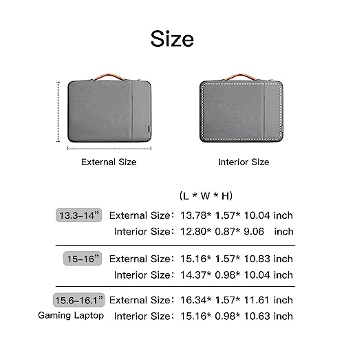 TAIKESEN 360 Fuzzy Protective Laptop Sleeve for 15.6-16.1 inch, Portable Bag for HP Dell Asus Acer Gaming Notebook Computer with Hard Shell Case, Water-Resistant Case with Accessory Pocket, LGray