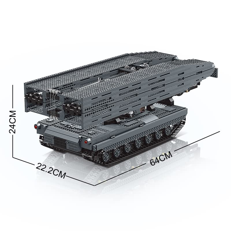 Mould King 20002 MOC Technology Tank Bridge Construction Vehicle Building Blocks Model,Type Bridge Layer Remote Control Transporter Tank,Technology Clamping Modules kit with Engines,2388 Pieces