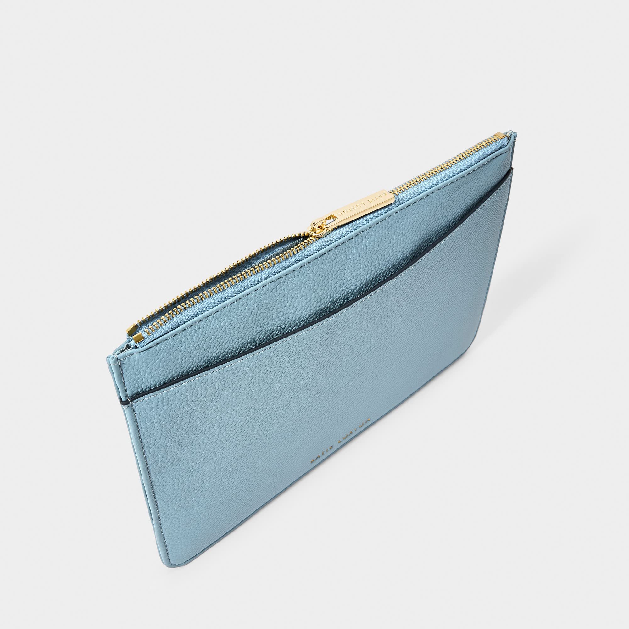 KATIE LOXTON Cara Womens Medium Vegan Leather Slip Pocket Clutch Handbag Pouch Blue