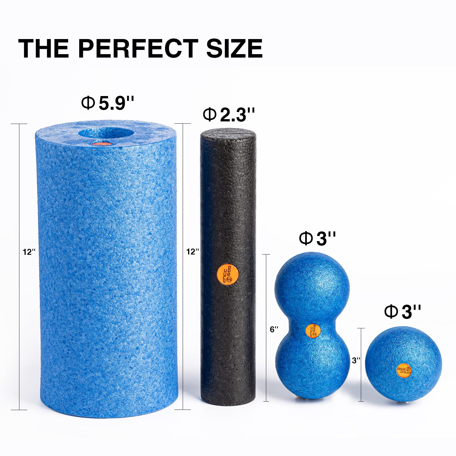 GGSDDUP Exercise Back Roller Foam for Legs and Shoulder Physical Therapy Calf Foam Roller Set for Back Pain Soft Full Body Roller with Peanut Rolling Ball for Muscle Deep Tissue Massage,Pb