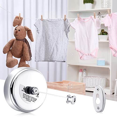 Shappy 4 Pieces Retractable Clothesline 9.2ft Adjustable Laundry String 304 Stainless Retractable Clothesline Heavy Duty Stainless Steel Rope Retracting Clothes Line for Indoor Outdoor Home (Silver)