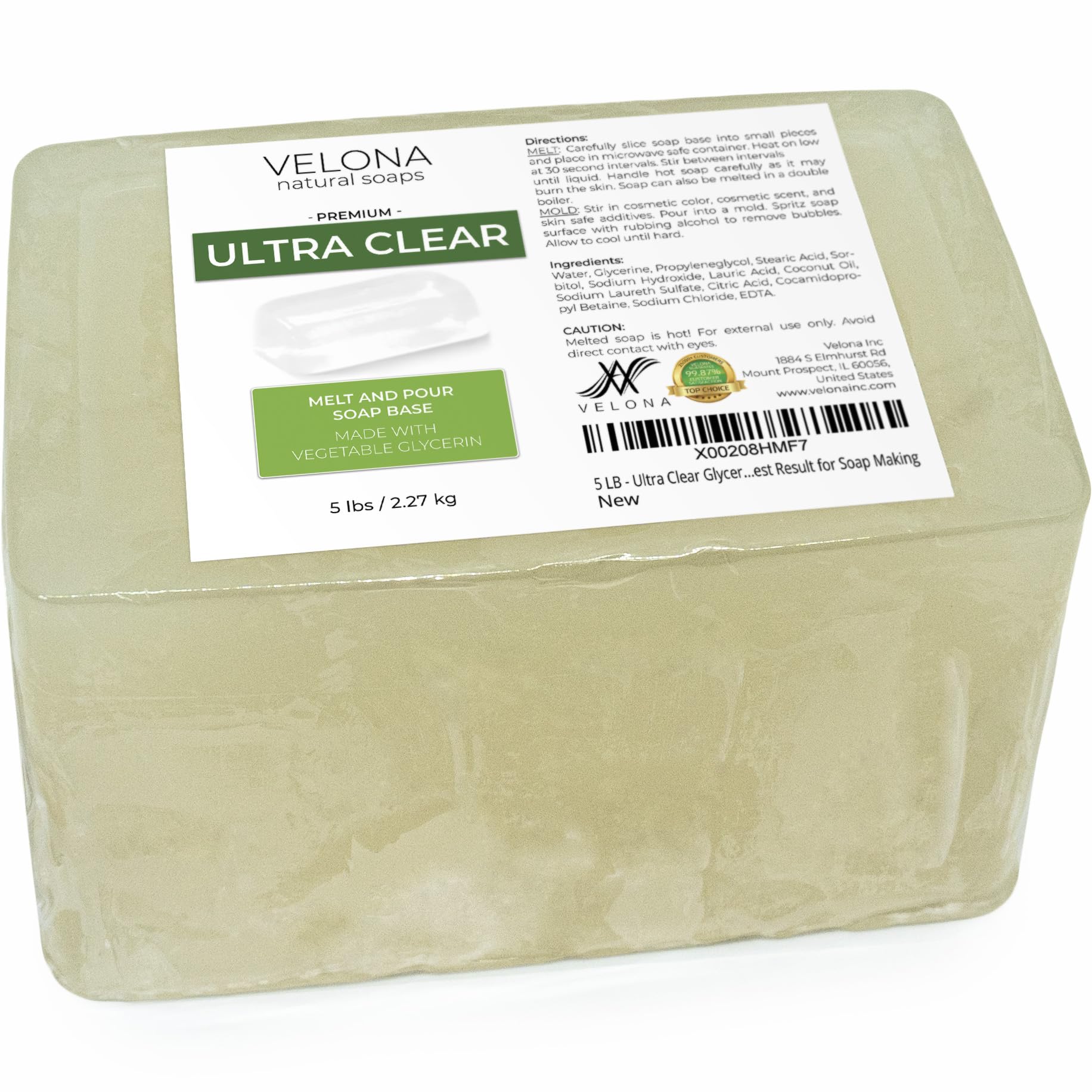 velona 5 LB - Ultra Clear Glycerin Soap Base Melt and Pour | Transparent Natural Bar for The Best Result for Soap Making