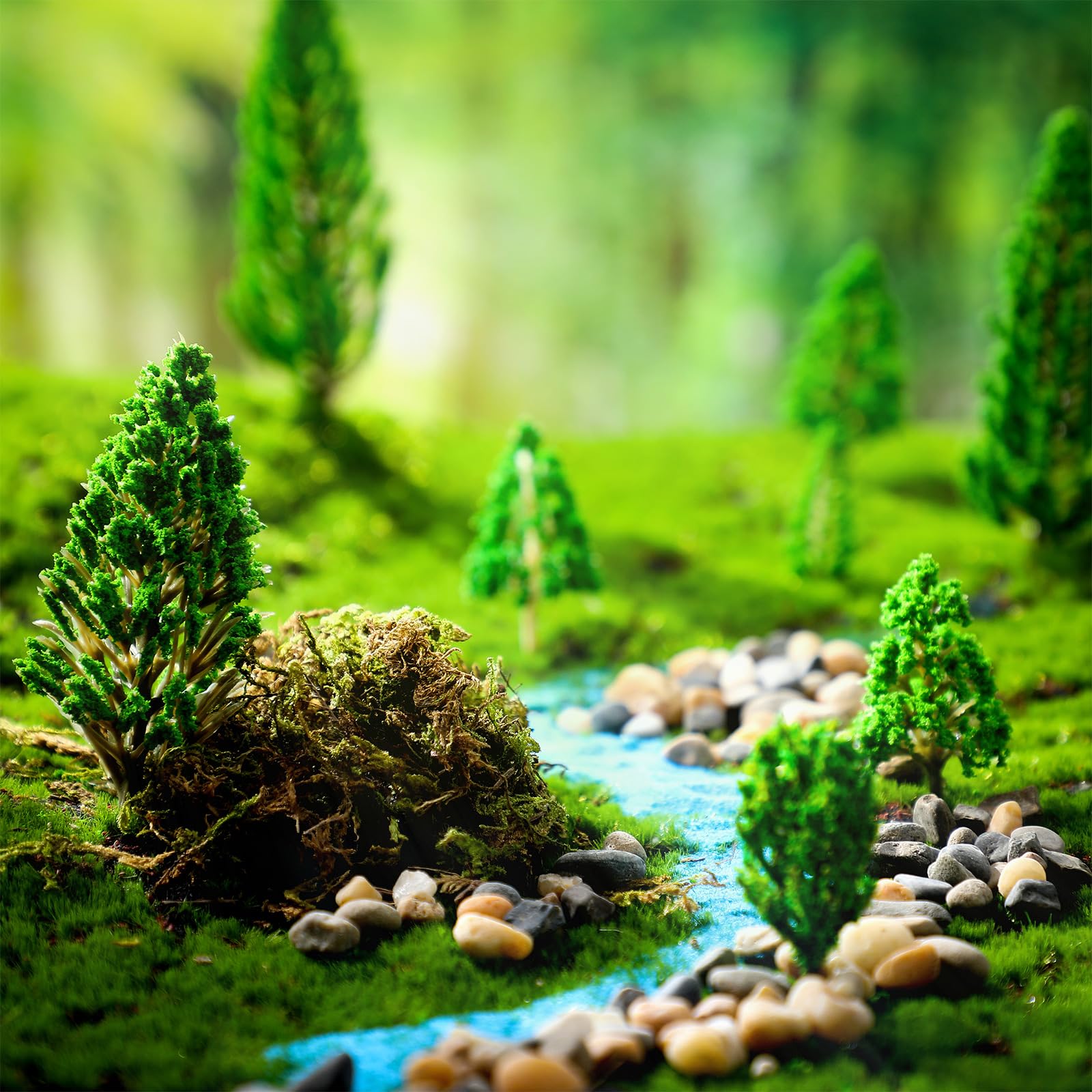 Thiccywoov 40 Pcs Diorama Supplies Kit Include 32 Miniature Trees 1.2-6.2 Inch Mini Mixed Model Trees Plastic Fake Architecture Trees 8 Bags Scenery Basing Material Kit for DIY Craft (Scenery Trees)