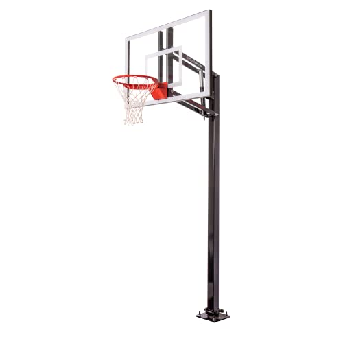 Goalsetter Elite Plus 54β Tempered Glass Backboard In-Ground Basketball Hoop - HD Breakaway Rim, Black (TS44154G3)