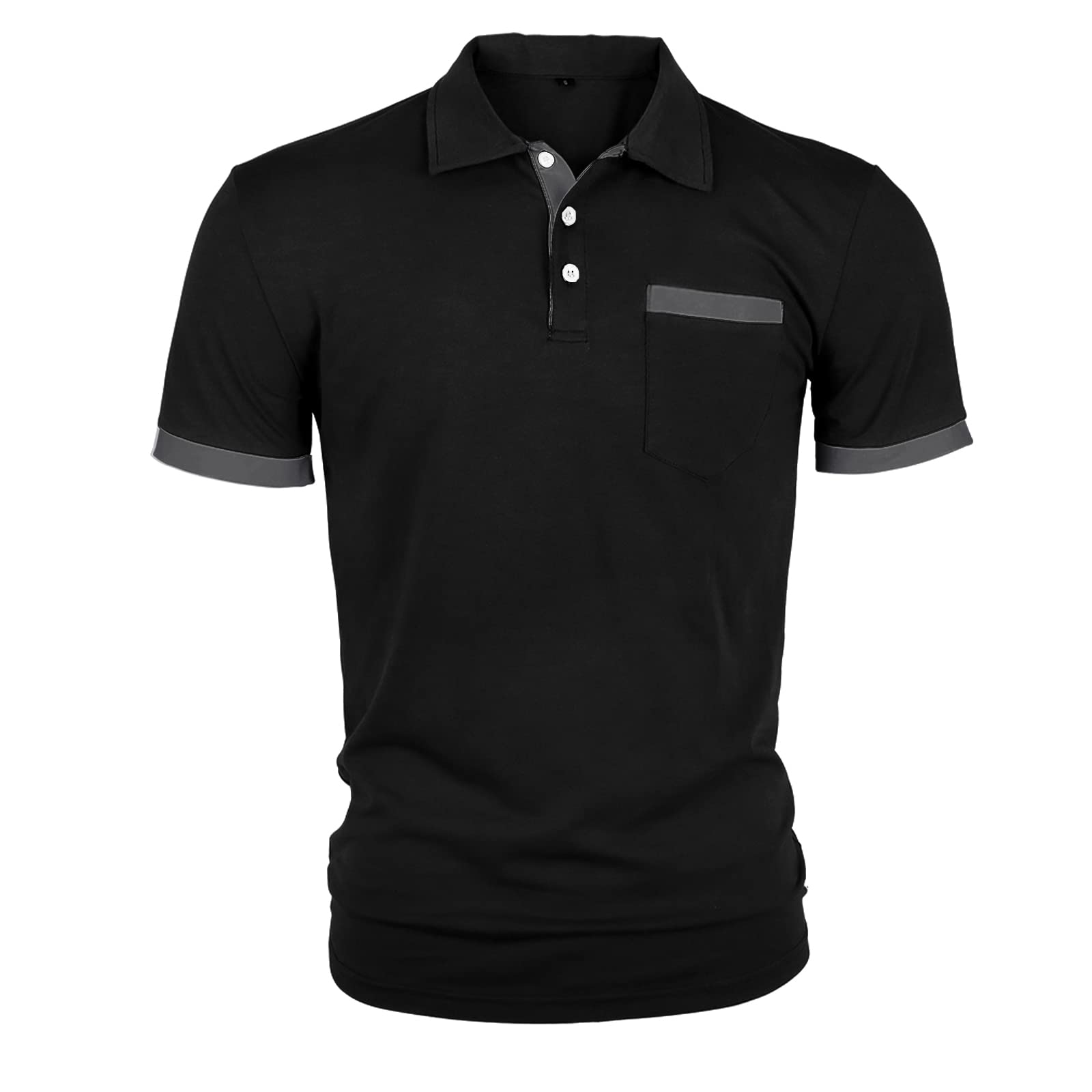kuboyee Mens Slim Fit Polo Shirt Short Sleeve Casual Cotton Golf T-Shirt with Pocket Basic Solid Color Summer Tops,Orange,Large