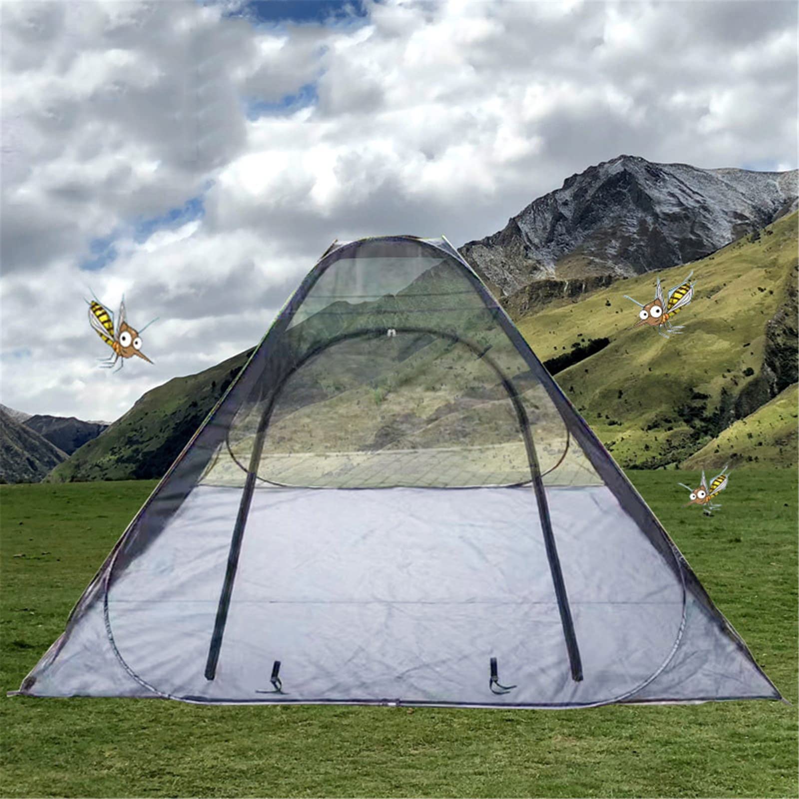 Mosquito Camping Net Tent Camping Net Compact and Lightweight Tent Single Pop Up Portable Mosquito Camping Net Tent (Color : Black, Size : 200x200x135cm)
