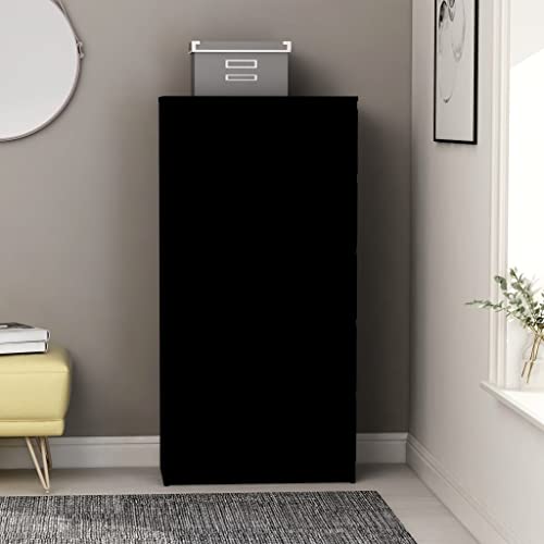 SEASD Buffets and Drawer Sideboard Cabinet with Storage Home Decor Black 23.6"x13.7"x47.6" Chipboard