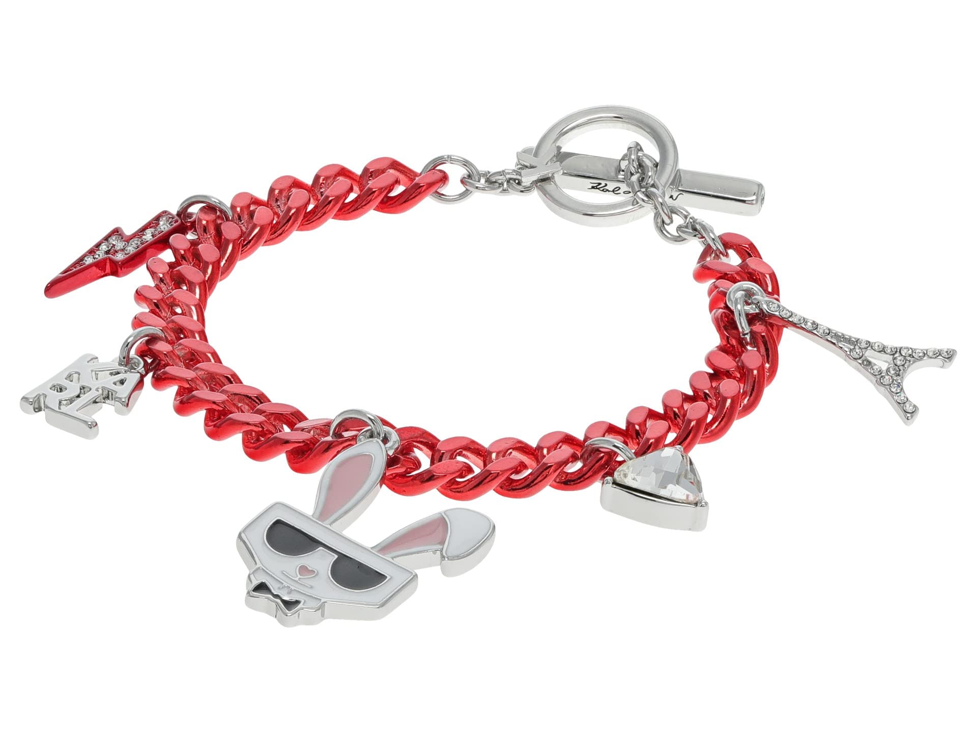 Karl Lagerfeld Paris Charm Toggle Bracelet Red/White One Size