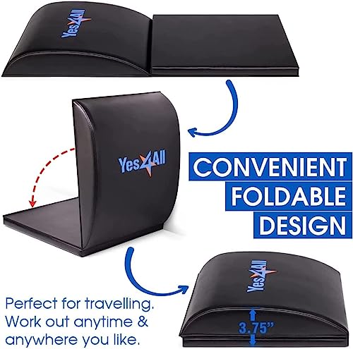 Yes4All Ab Exercise Mat with Tailbone Protecting Pad, Abdominal Wedge β Support for Abs Workout, Sit Up β Abdominal Mat Tailbone Protector (Black)