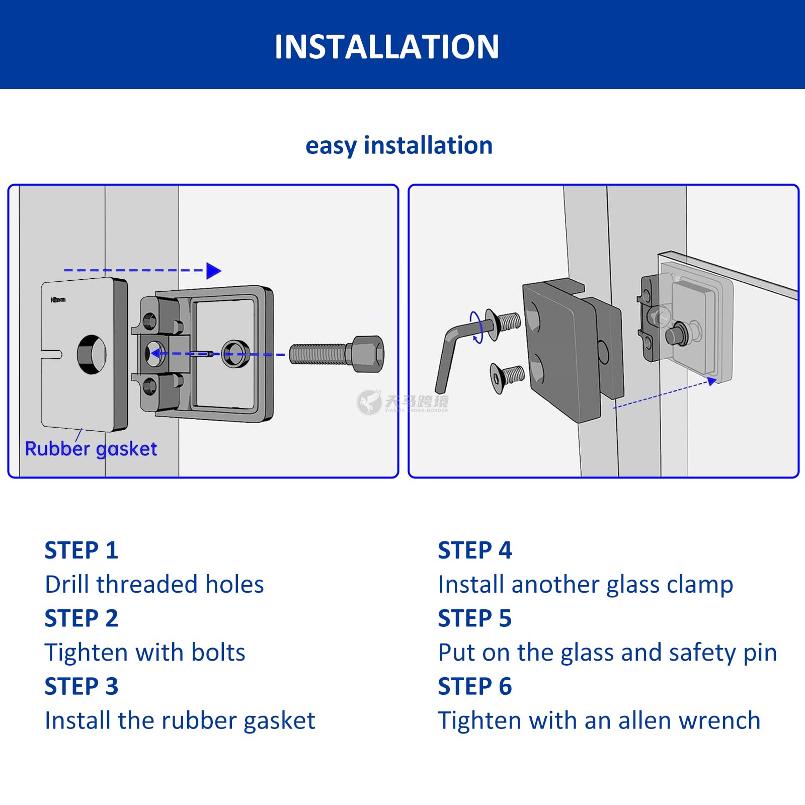 Glass Clamp-4PCS Adjustable Glass Shelf Bracket, 1/3 "-1/2 " 304 Stainless Steel Glass Clamps, Glass Clamp Bracket Is Suitable for Railing, Stairs, Glass Wall, All Kinds of Glass (Silver-4pcs)