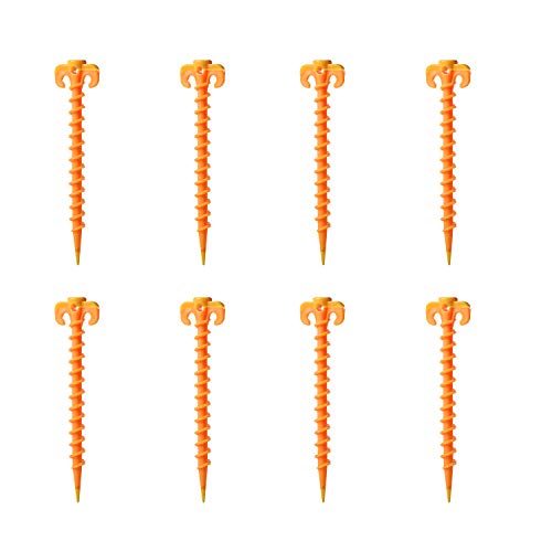 Hovico Tent Stakes,8-Pack,Spiral Ground Anchor Folding Ring for Securing Tents, Canopies, Tarps, Swing Sets, Solid Steel Earth Auger