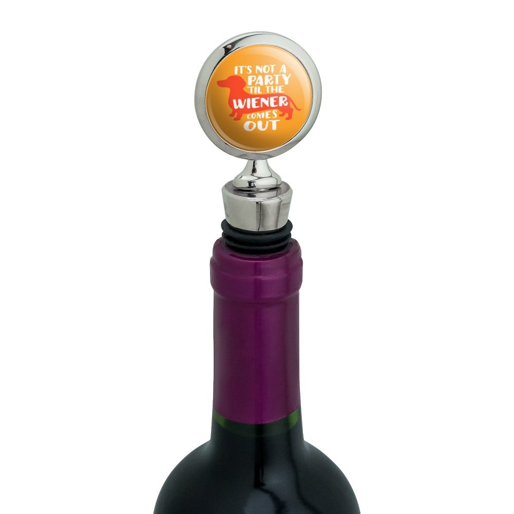 It's Not a Party til Wiener Comes Out Dachshund Dog Funny Wine Bottle Stopper