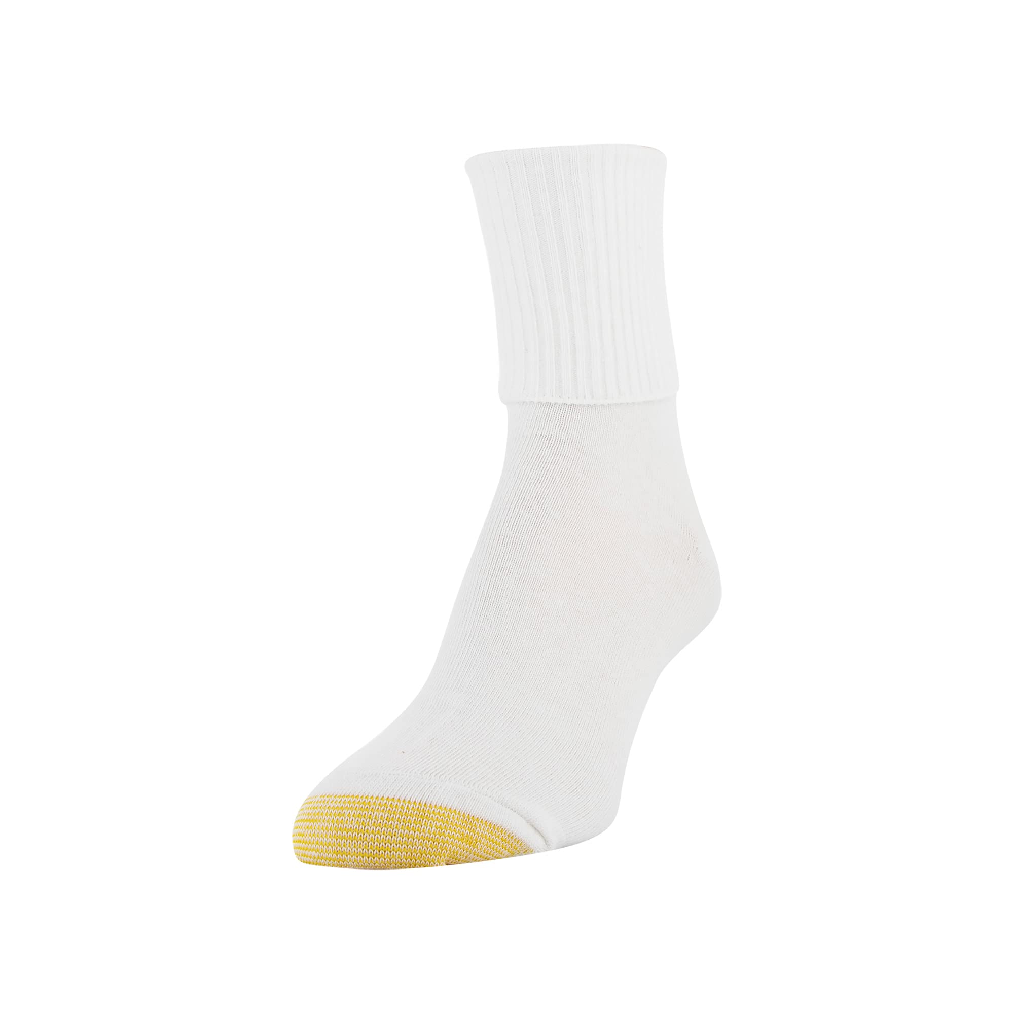 GOLDTOE Women's Classic Turn Cuff Socks, Multipairs, White (6-Pairs), Large
