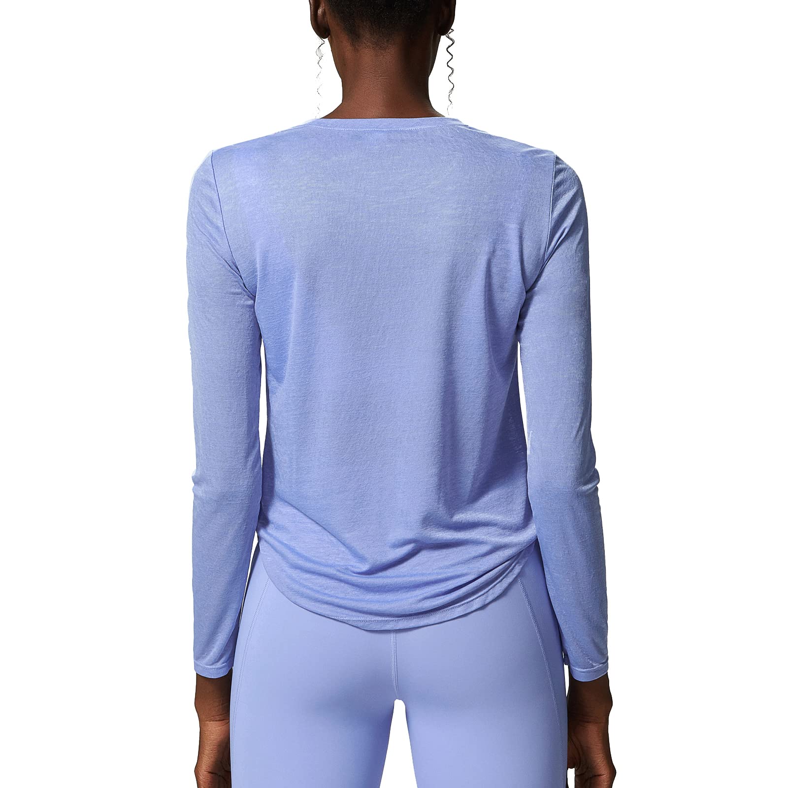 Long Sleeve Workout Shirts for Women Loose Fit-Quick Dry Yoga Shirts Casual Fall Tops Shirts (Blue-Medium)