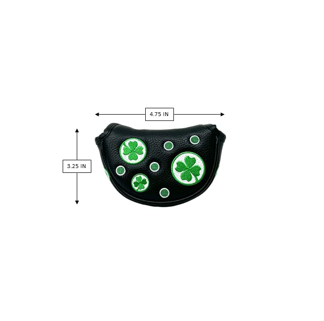 Half Mallet Putter Cover - Original Lucky Clover Putter Cover - Compatible with All Small Mini Mallet Putters - Odyssey, Scotty Cameron, Berttinardi, Taylormade, Titleist, Ping and Mizuno Putters.