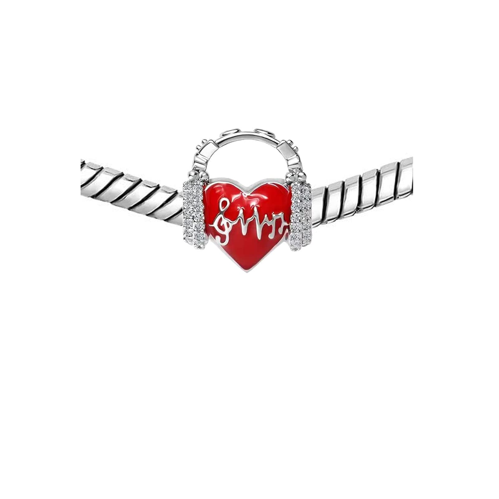 KunBead Crystal Enamel Earphone Birthstone Charms Beads Compatible with Pandora Bracelets