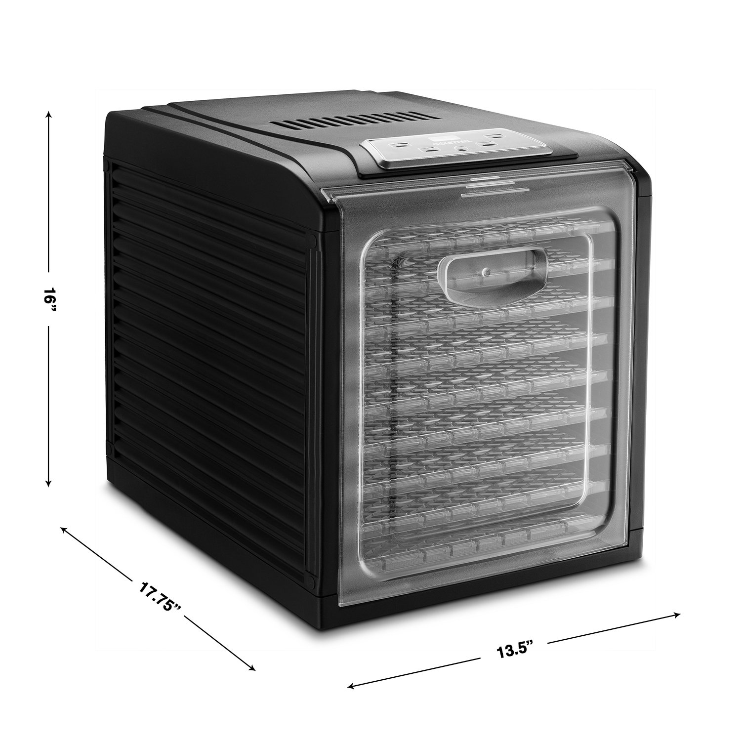 Gourmia GFD1950 Premium Electric Food Dehydrator Machine - Digital Timer and Temperature Control - 9 Drying Trays - Perfect for Beef Jerky, Herbs, Fruit Leather - BPA Free - Black