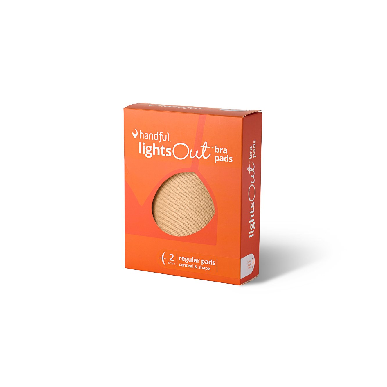 Handful Lights Out Thick Bra Pad Inserts for Sports Bras, Mastectomy Bras, and Swimsuit Tops, Beige, Small