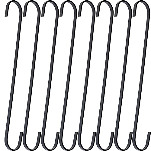 TUCEWP 8 Pack 12 Inch Large S Hooks Black Heavy Duty Hooks for Hanging Plants Long Metal Hook Hanger S Shaped Hooks for Hanging Closet,Pots and Pans,Basket,Bird Feeders, Garden Indoor Outdoor