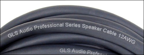 GLS Audio Speaker Cable 1/4" to 1/4" - 12 AWG Professional Bass/Guitar Speaker Cable for Amp - Black, 12 Ft.