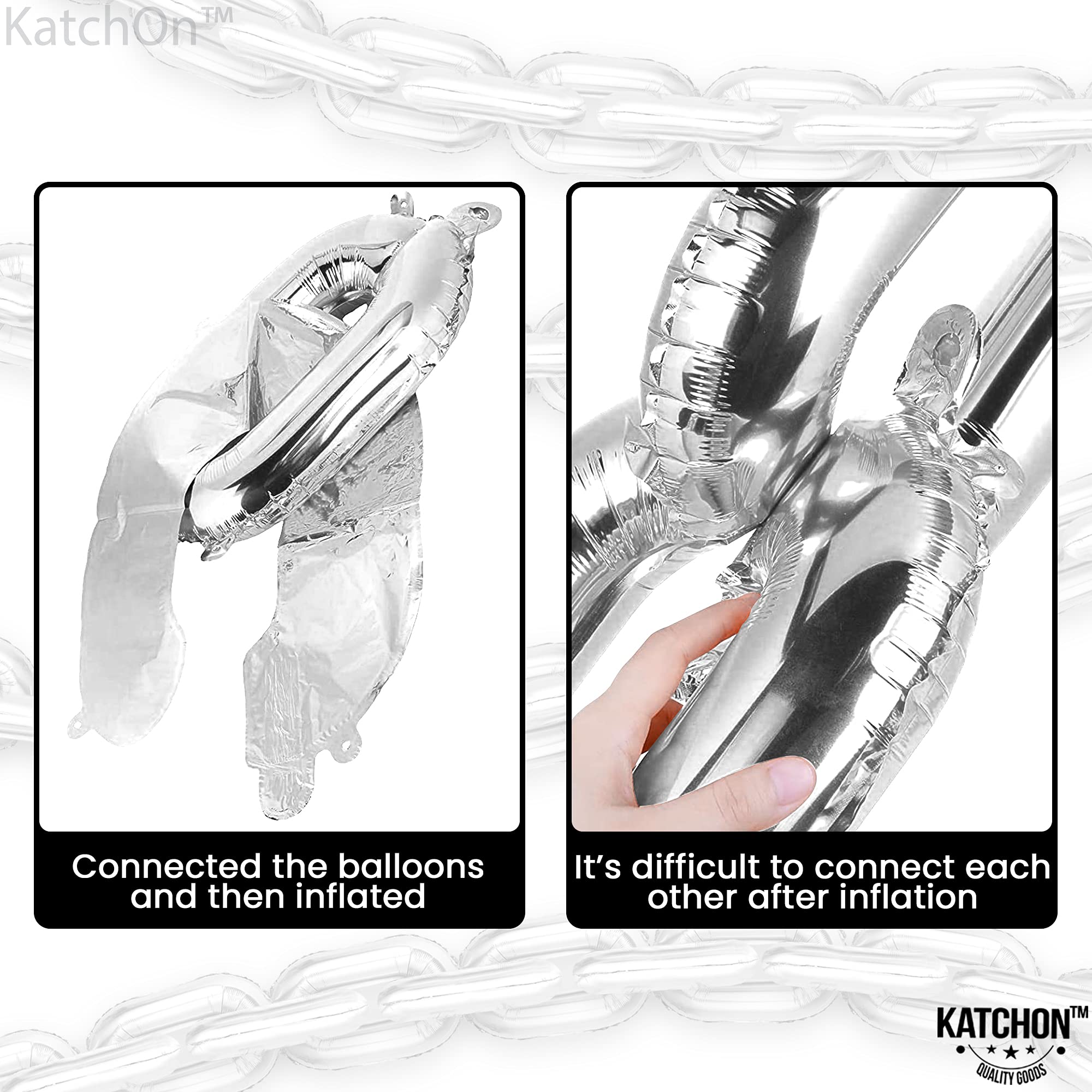 KatchOn, Big Silver Chain Balloons - 16 Inch, Pack of 30 | Chain Link Balloons, 90s Party Decorations | Chain Balloons Silver, Notorious One Birthday Decorations | Link Balloons, Hip Hop Party Decor