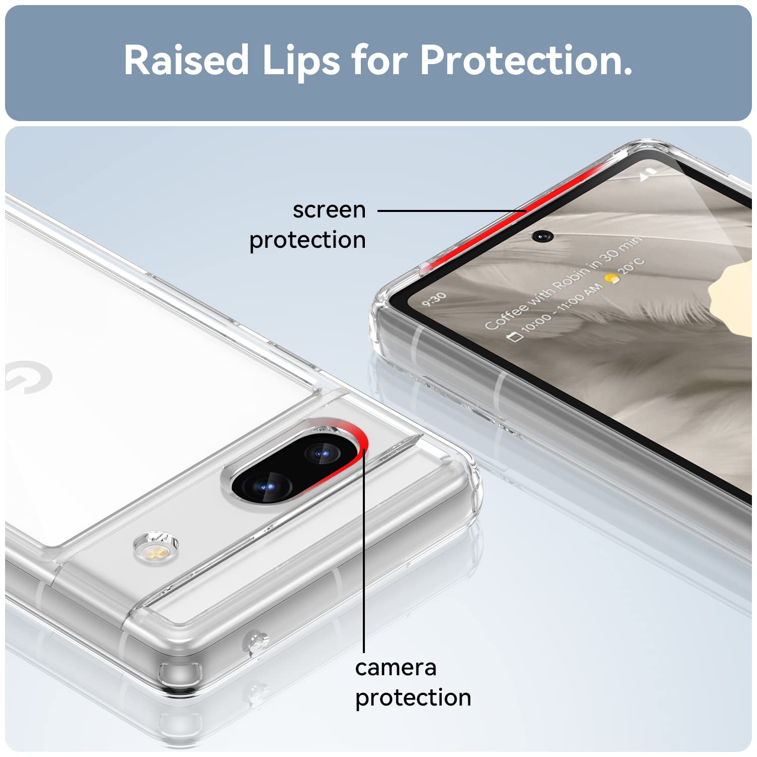 Guarishel for Google Pixel 7a Case: with [Tempered Glass Screen Protector][Built-in 4 Airbags][Not-Yellowing] Military-Grade Shockproof Protective Phone case for Google Pixel 7a, Crystal Clear