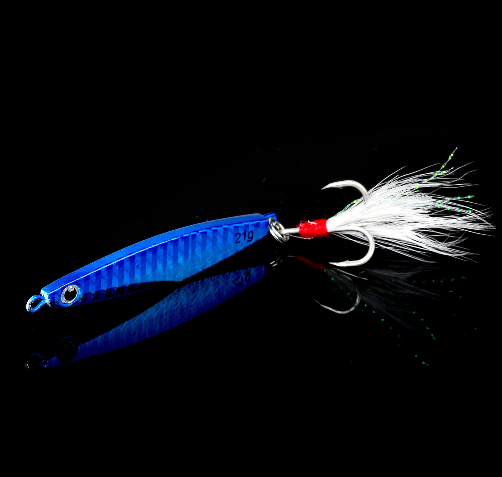 JD Tackle Freshwater/Saltwater Fishing Metal Jig Flat Fall with Treble Hook Lure 2.5IN 21G / 0.74OZ - 7 Pieces
