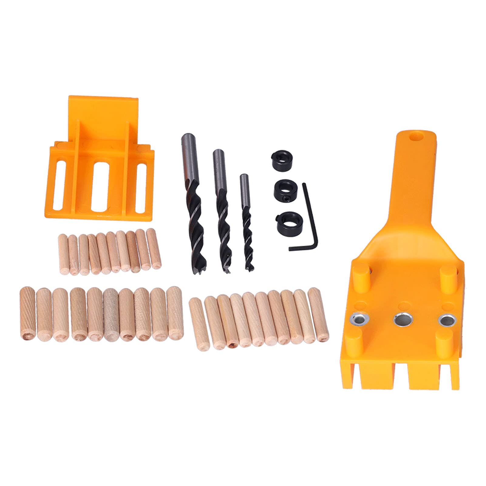 Handheld Dowel Jig Kit, 6 8 10mm Drill Wear Resistant Quick Doweling Jigs Orange ABS for Woodworking