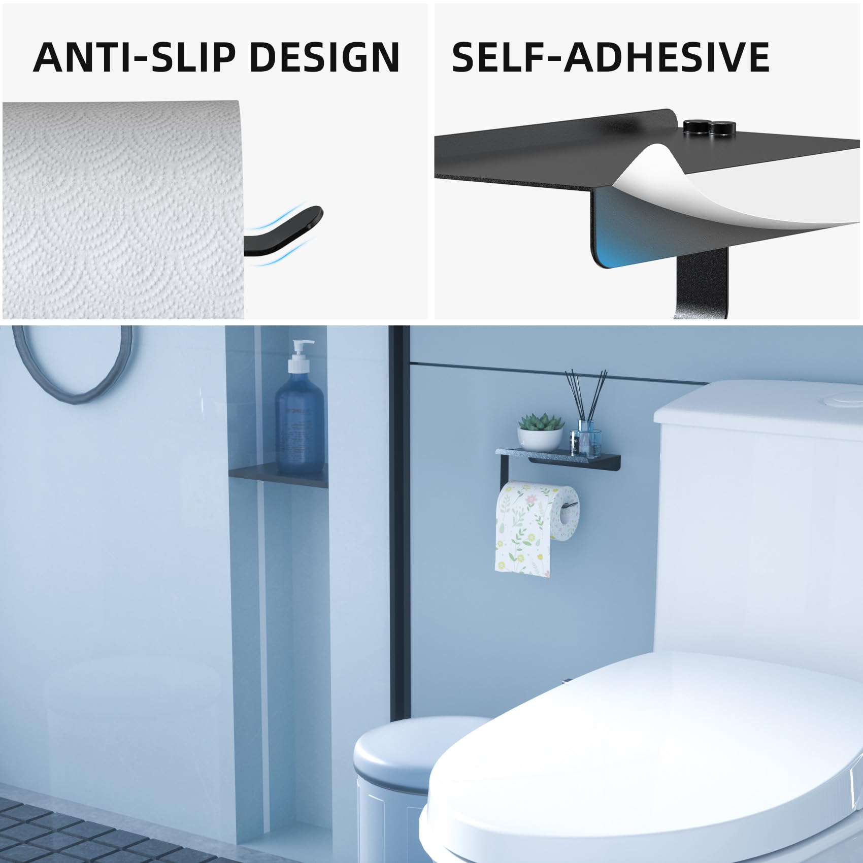 SmartWhale Electric Bidet Toilet Seat Elongated with SmartWhale Paper Holder Wall Mount