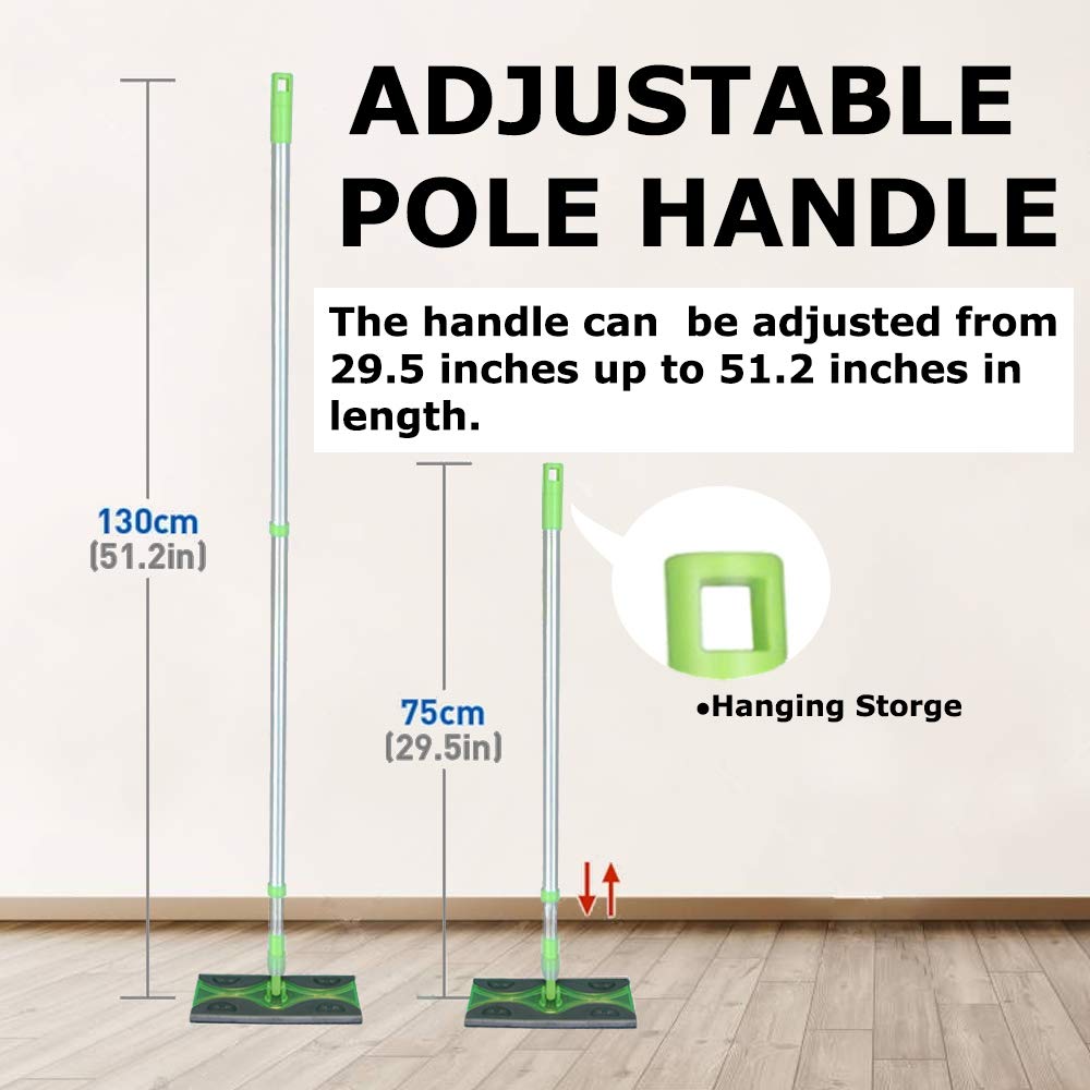 Guay Clean Flat Floor Mop Sweeper Cleaning Kit for Pads and Cloth with Telescopic Pole - Includes 10 Wet and 20 Dry Mop Pad Refills Disposable - Green