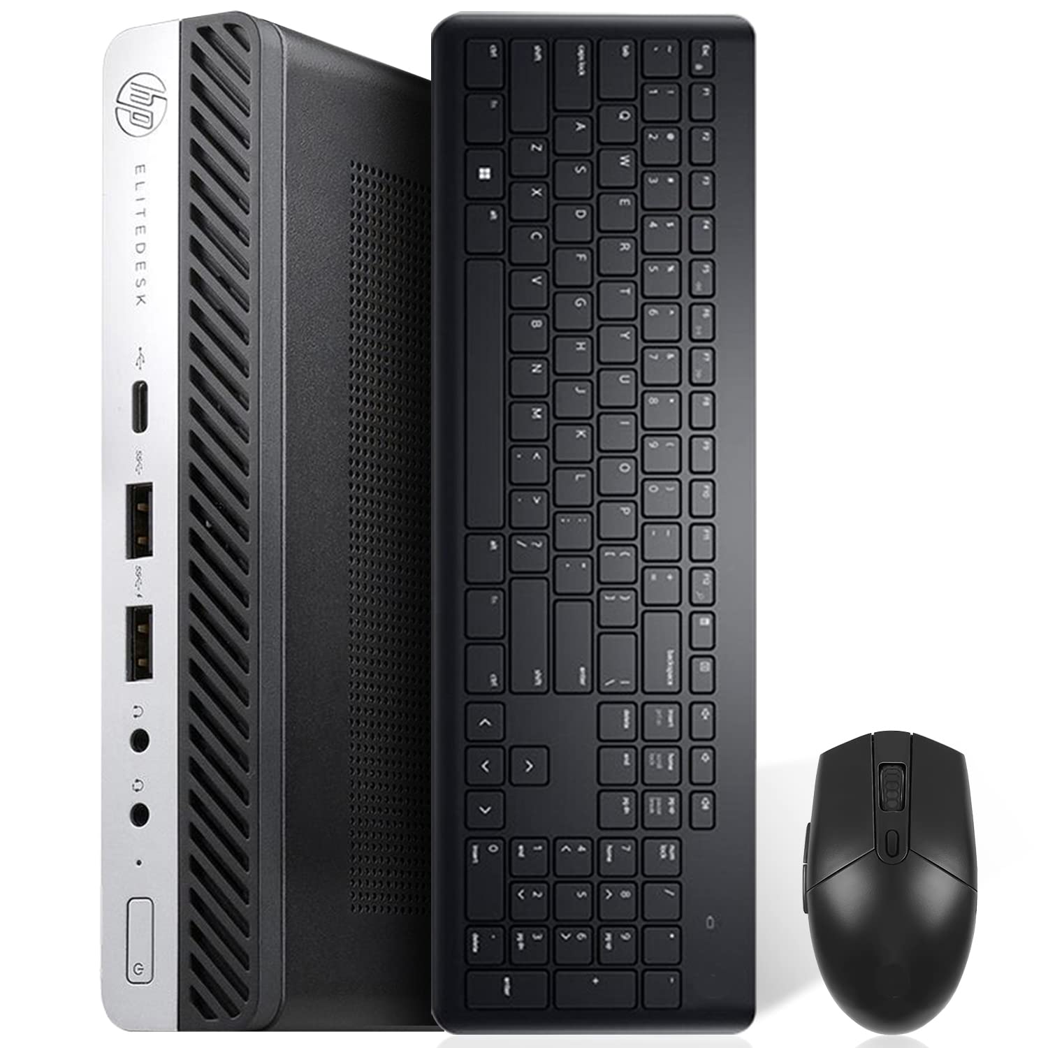 HP EliteDesk 800 G3 Mini Desktop Computer Intel i7-6700T up to 3.60GHz 32GB New 512GB NVMe SSD Built-in AX200 Wi-Fi 6 BT Dual Monitor Support Wireless Keyboard and Mouse Win10 Pro (Renewed)