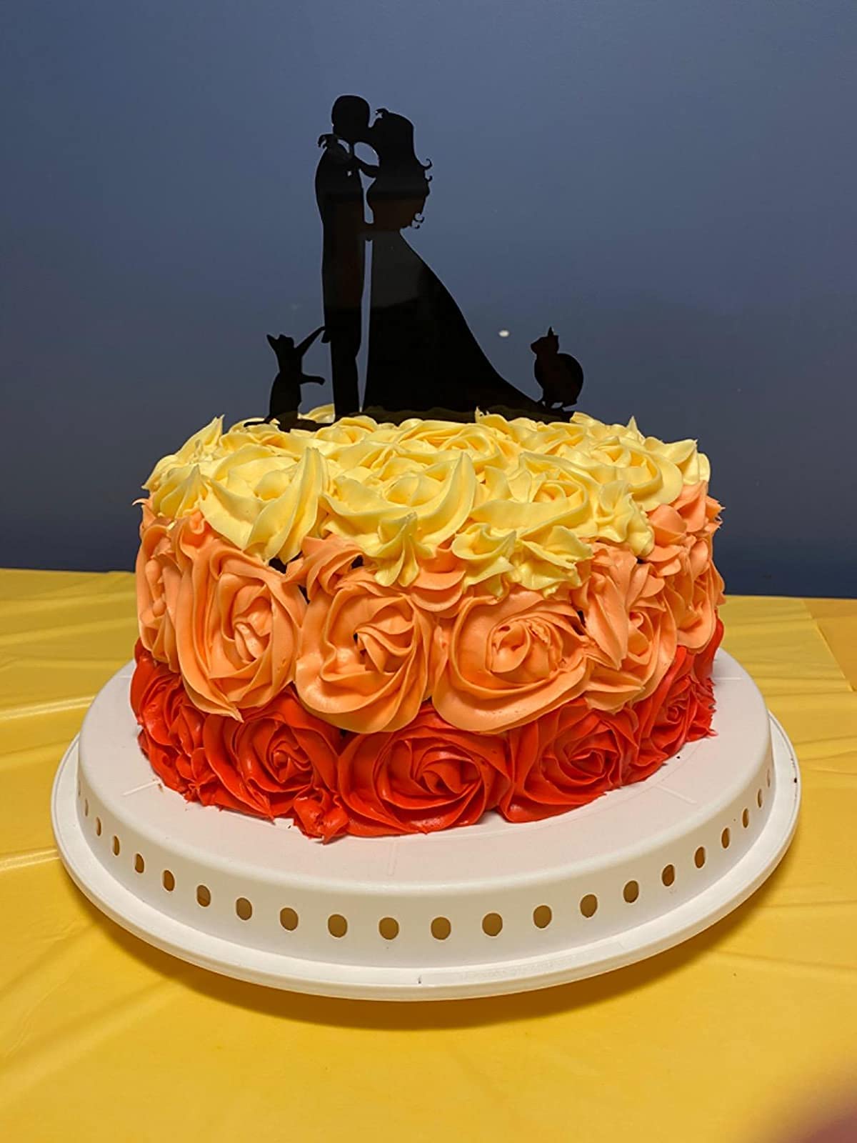 YAMI COCU Wedding Cake Toppers Cats Black Acrylic Cake Topper of Engagement and Wedding with Bride and Groom