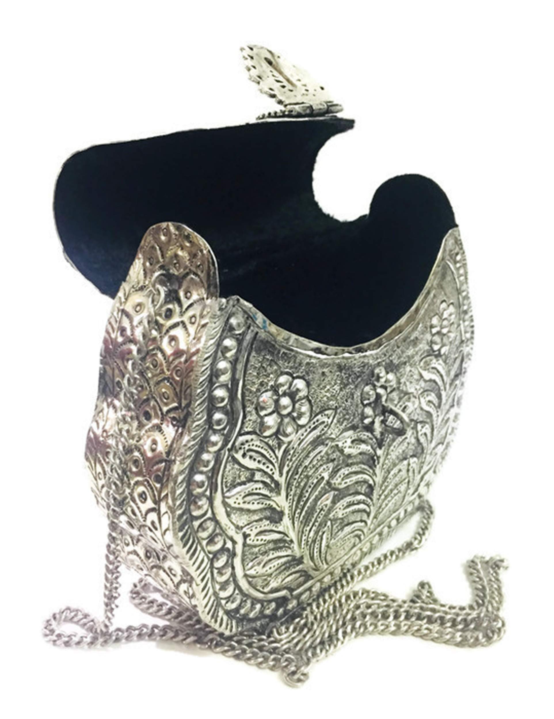 Indian Vintage Brass silver clutch Purse antique Ethnic Handmade Women metal white wallet