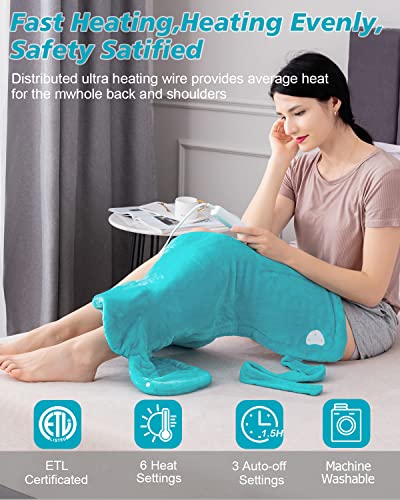 Heating Pad for Back Pain Relief, 6 Level Wearable Heating Pad for Neck and Shoulders,Full Body Heating Pad for Cramps Fast Heating with LCD Display Controller and Auto Shut Off ETL Certified 24"X33"…