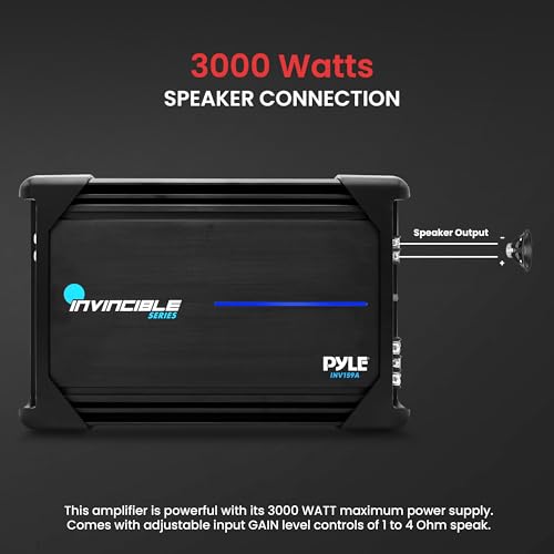 Pyle 9β Class AB Mosfet Amplifier - Invincible Series Monoblock Amp, 1 Channel 2000 Watts Max, Mosfet PWM Power Supply, High-Current Dual Discrete Drive Stages, Advanced Protection Circuitry