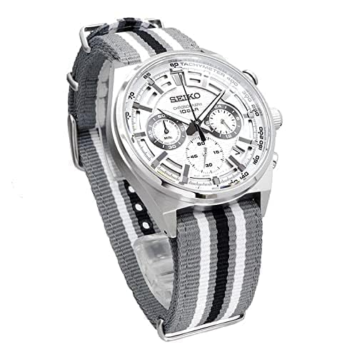 SEIKO Sport Watch SSB401P1, White, Nylon Strap